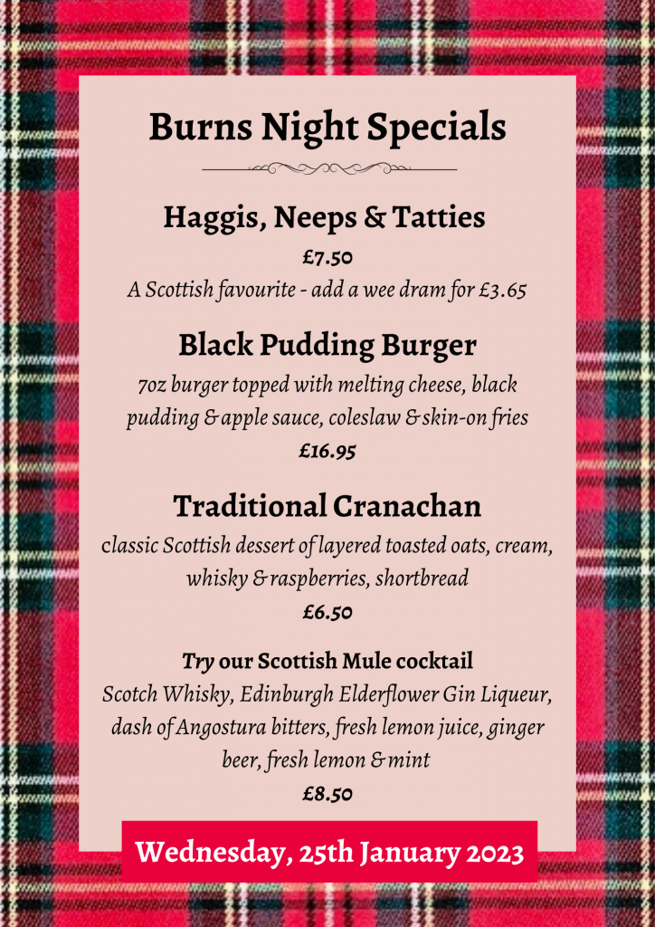 Burns Night Charity Quiz - The Bletchingley Arms - The Bletchingley Arms